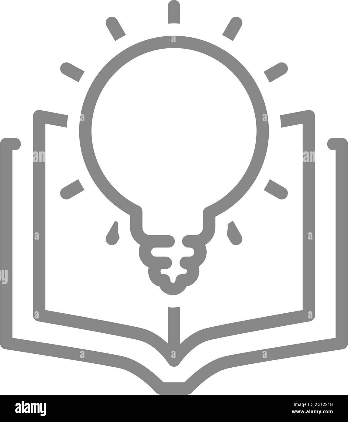 Open book with light bulb line icon. Encyclopedia, smart thinking ...