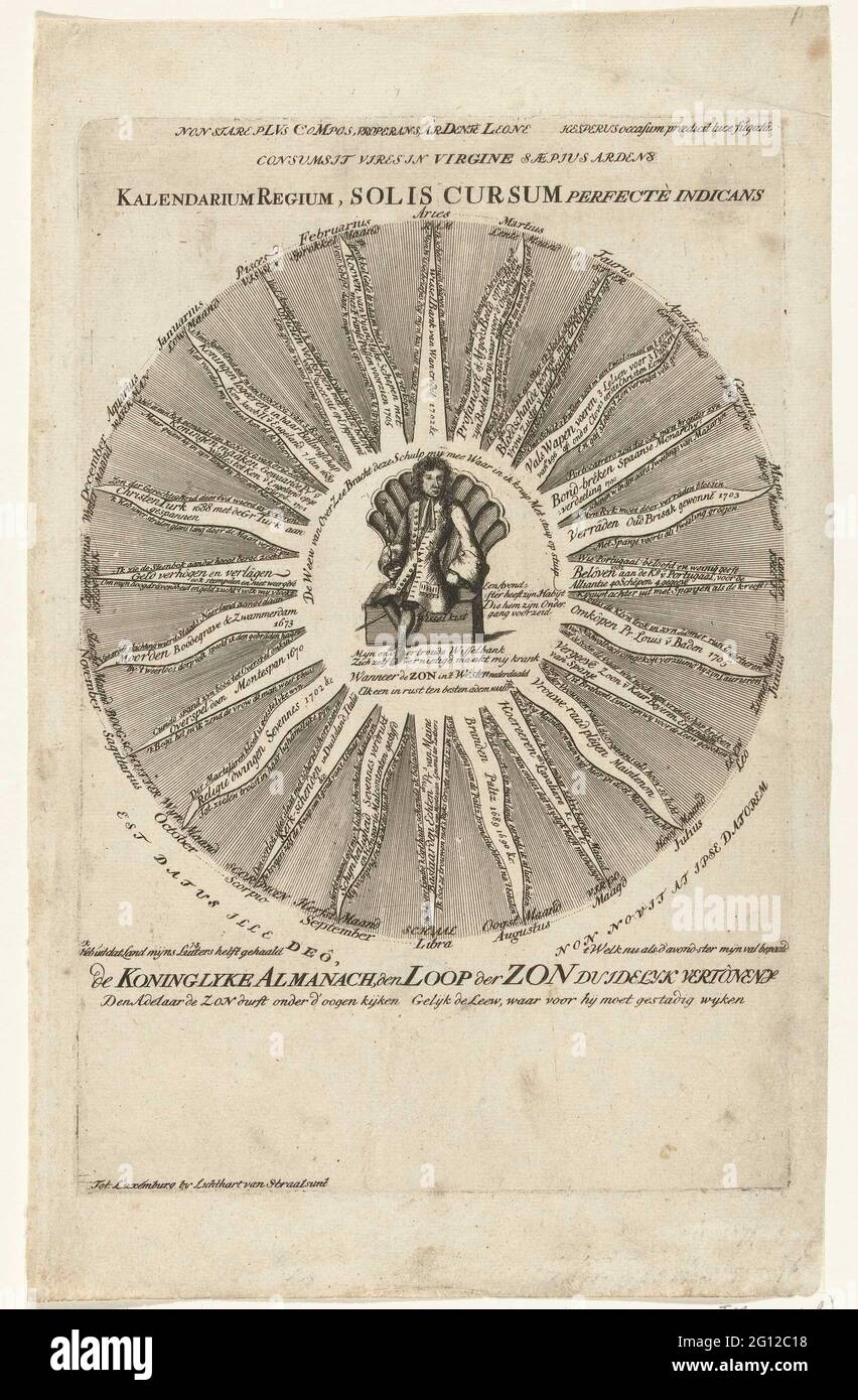 Royal Almanak from Louis XIV, 1705; The Koninglyke Almanach, the course ...