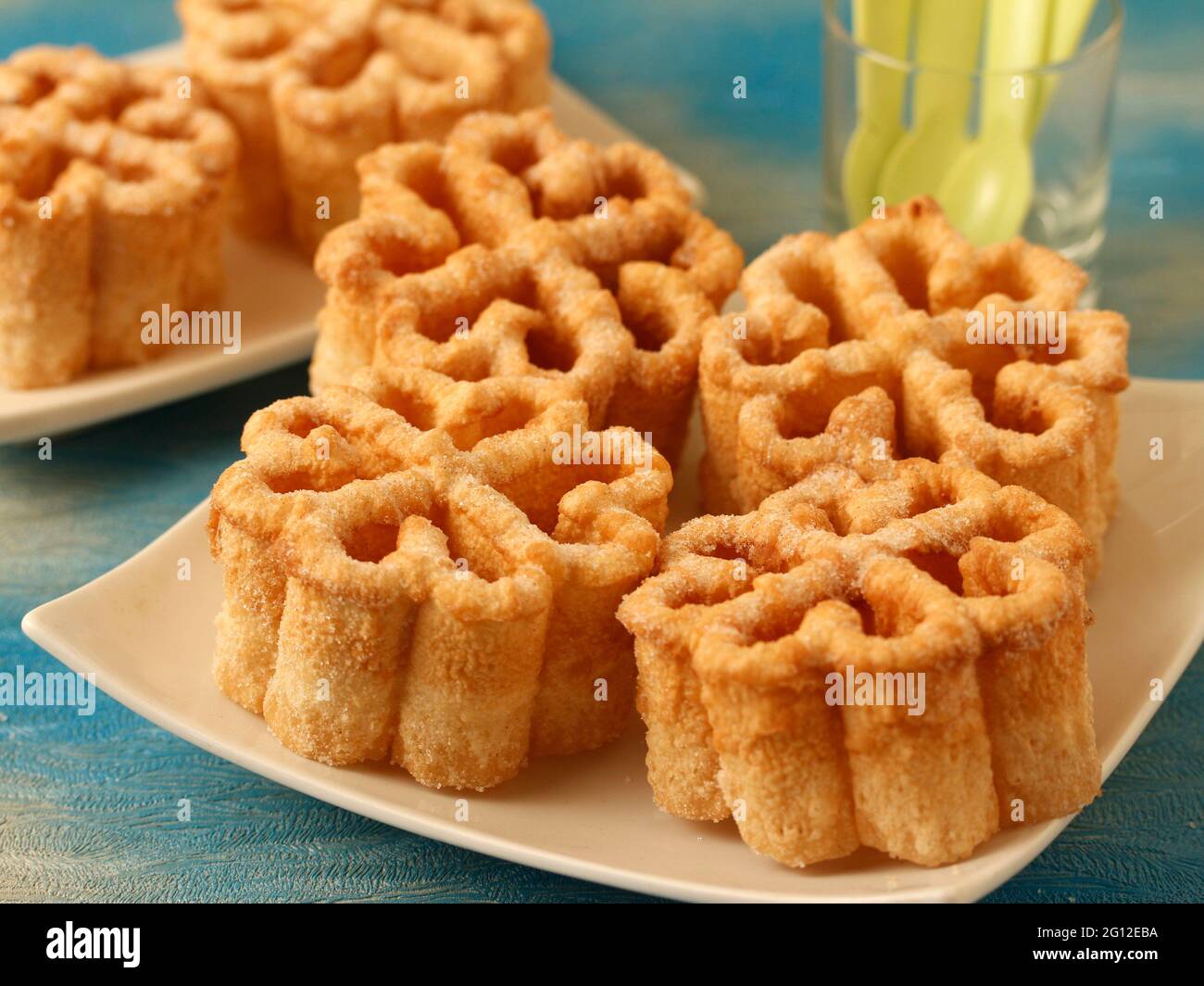 Flores (flowers). Typical dessert from Spain Stock Photo - Alamy
