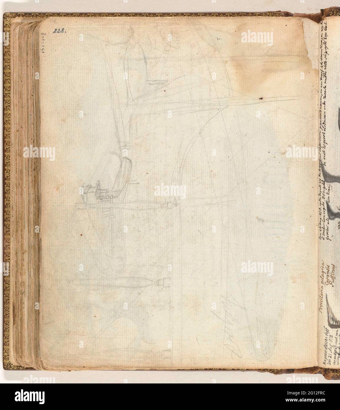 Front study. Pencil sketch of a hall or departure with pillars. Part ...