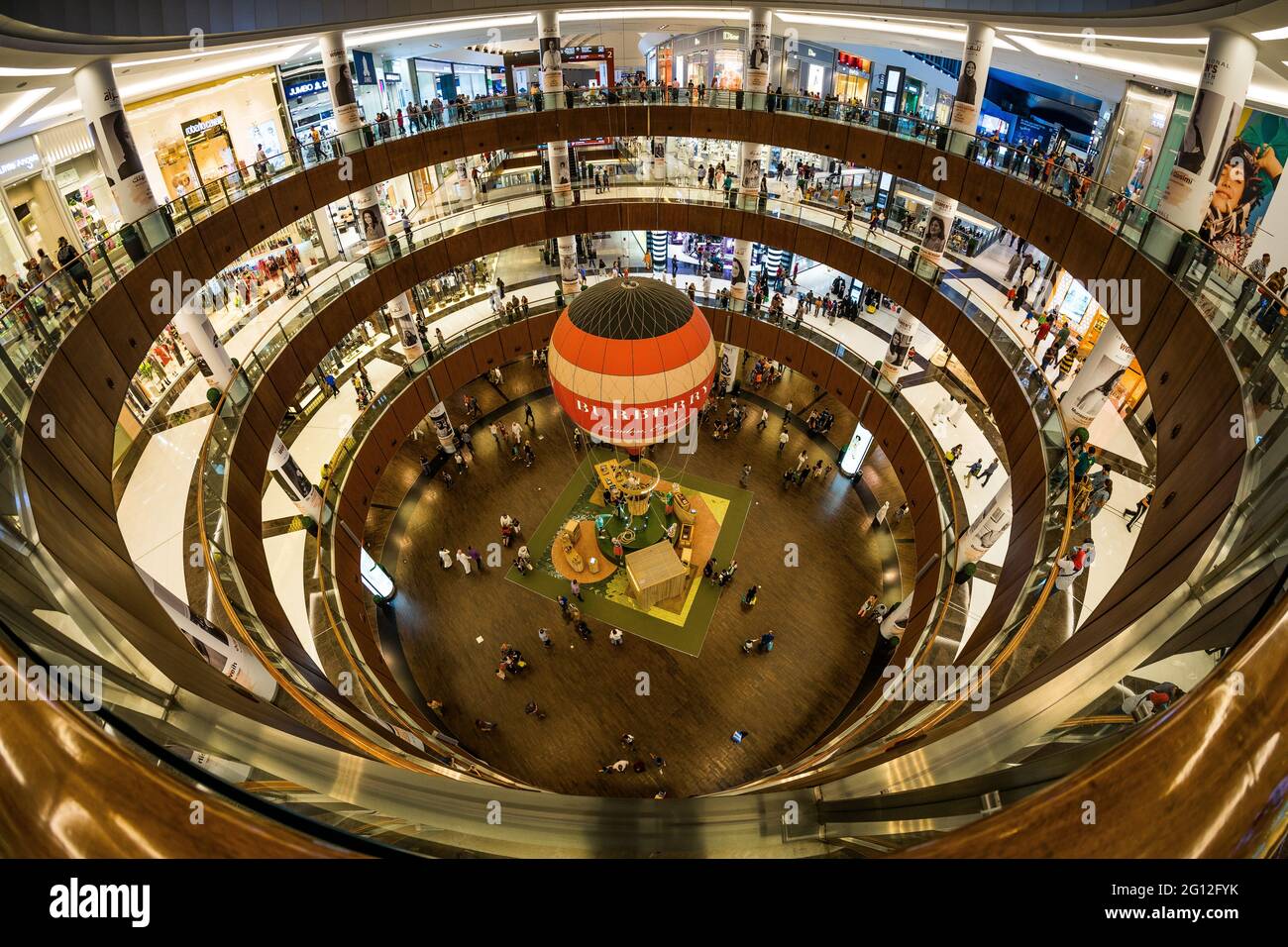 The interior of dubai mall via a fisheye lens Stock Photo - Alamy