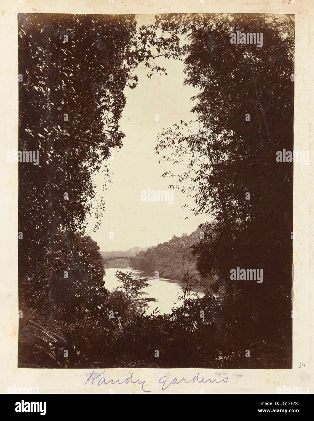 View over the river and botanical gardens of Peradinya in Kandy; Kandy ...