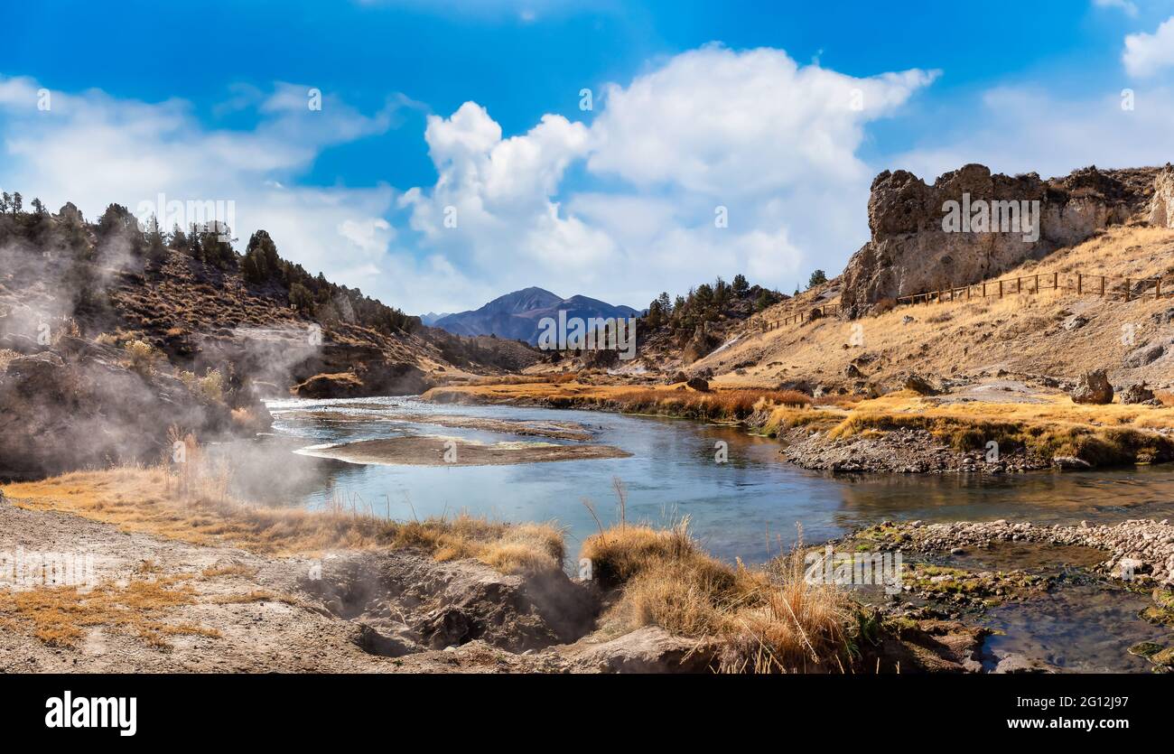 View of natural Hot Springs at Hot Creek Geological Site Stock Photo ...