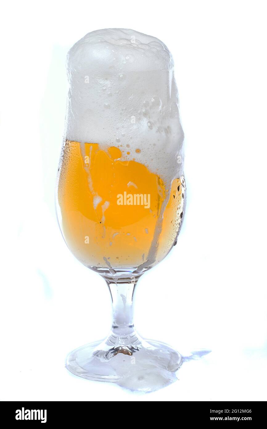 Close view of a glass of beer isolated on a white background Stock ...