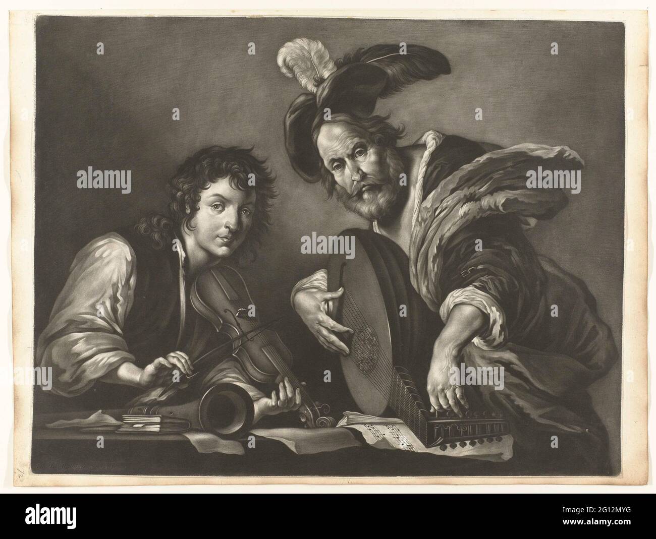 Concert. (to Bernardo Strozzi) Left man with violin, right man who lute ...