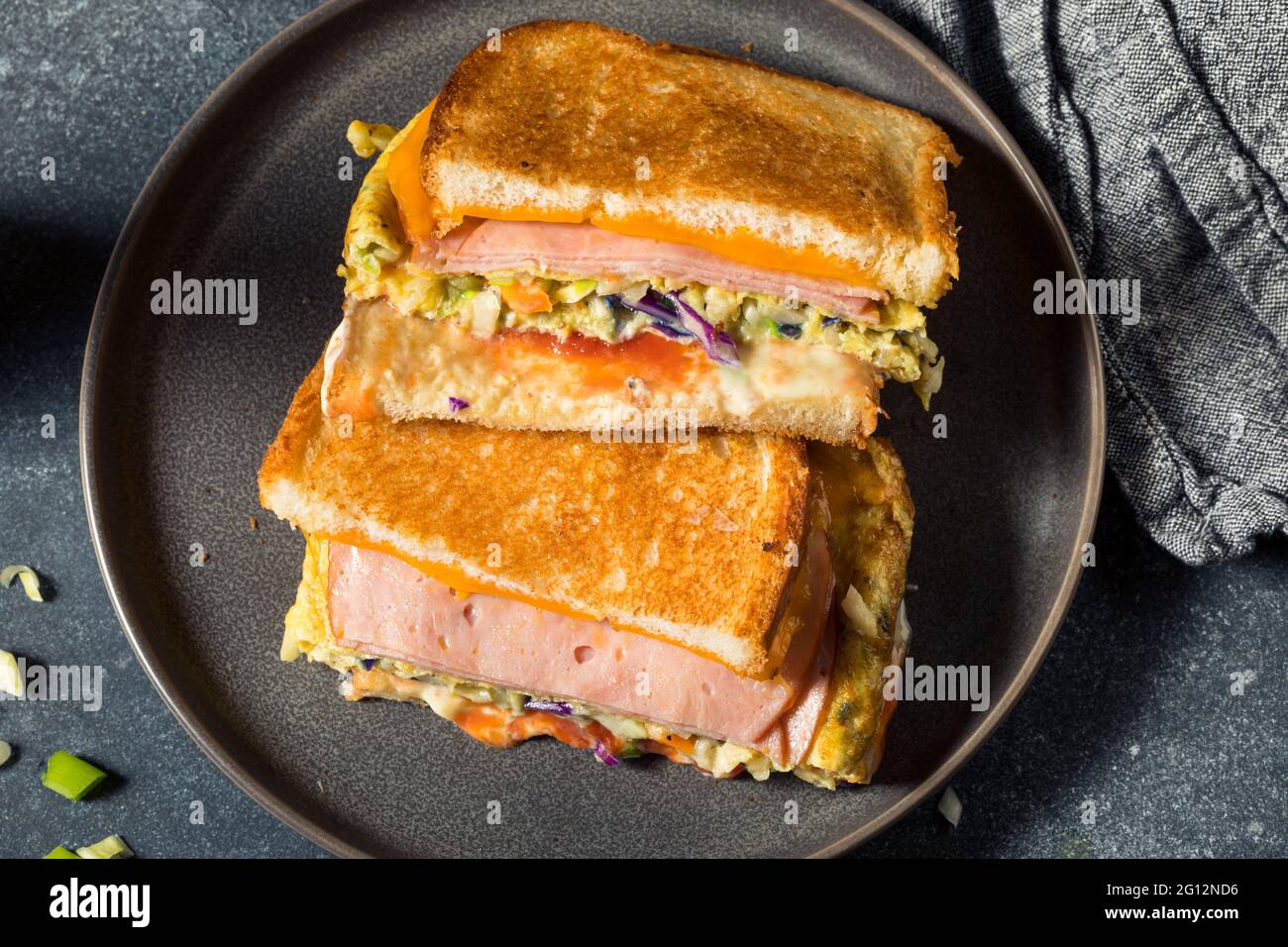 Homemade Korean Gilgeori Street Toast with Egg Ketchup and Cabbage ...