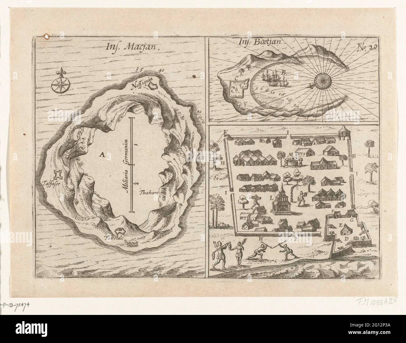Maps of the Makian and Bacan islands in the Moluccas, 1616; Ins. MacJan ...