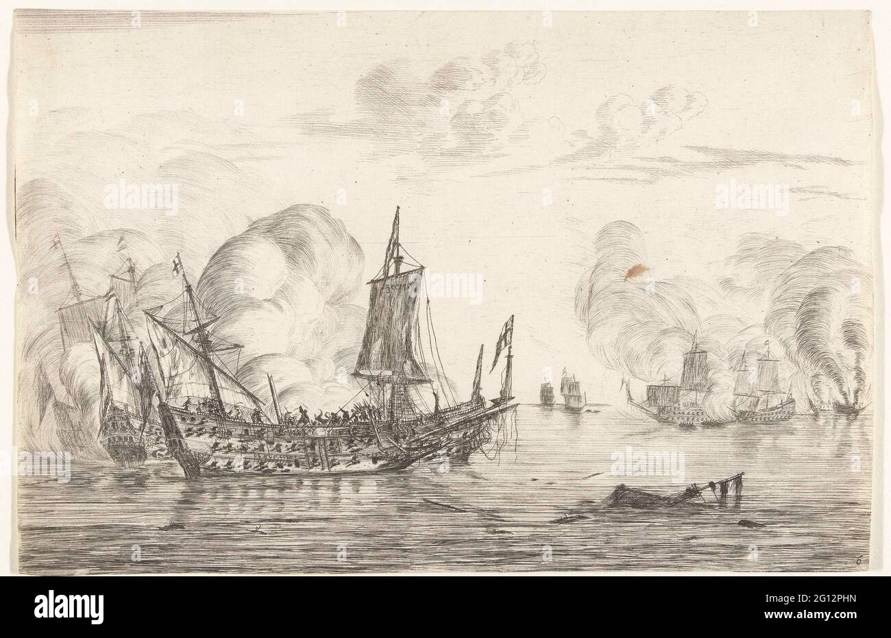 End of a sea battle, ca. 1652-1654; New ship Batalien / Nouvelles ...
