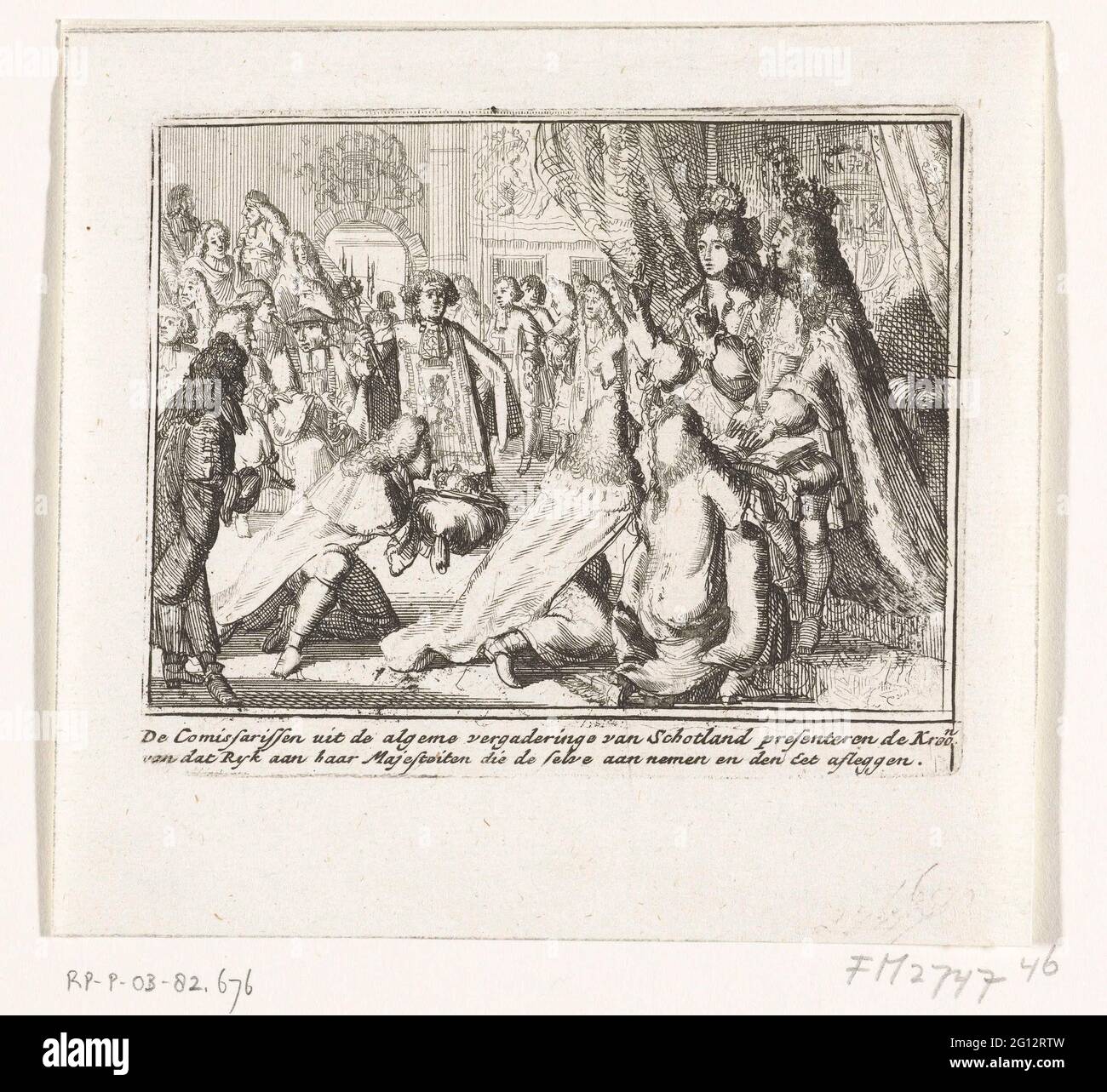 King William III and Queen Maria receive the crown of Scotland and ...