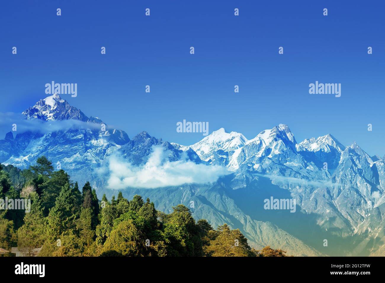 Beautiful view of Himalayan mountains at Ravangla, Sikkim. Himalaya is ...