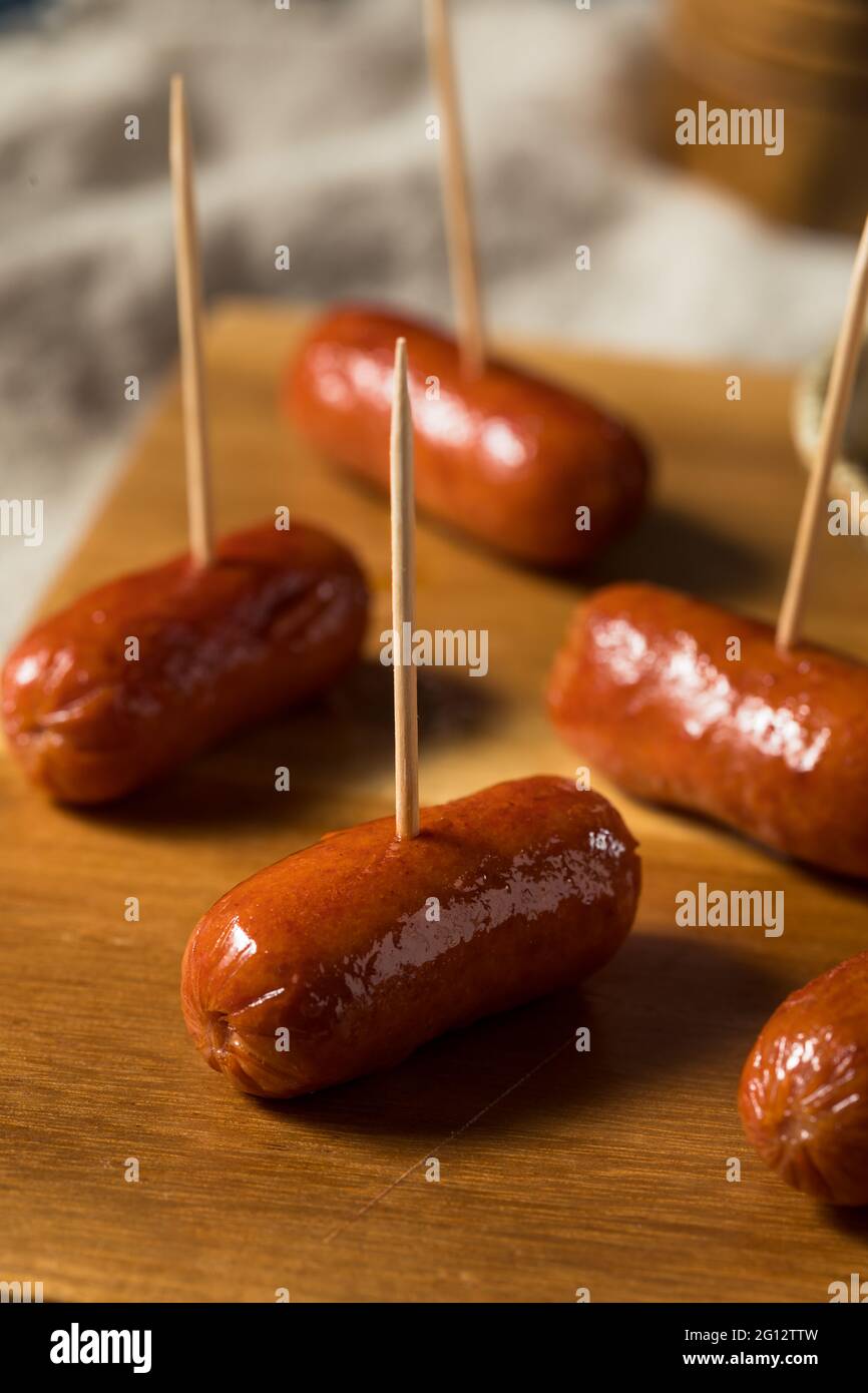 Homemade Warm Cocktail Weenies with Ground Mustard Stock Photo - Alamy