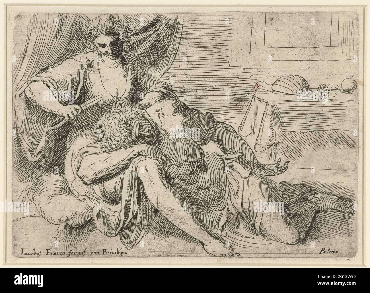 Simson and Delila. Delila, sitting on the ground, is about to cut the ...