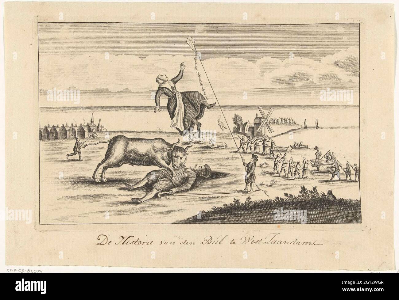 The cruelty of the bull, 1647. Illustration of the events known as the ...