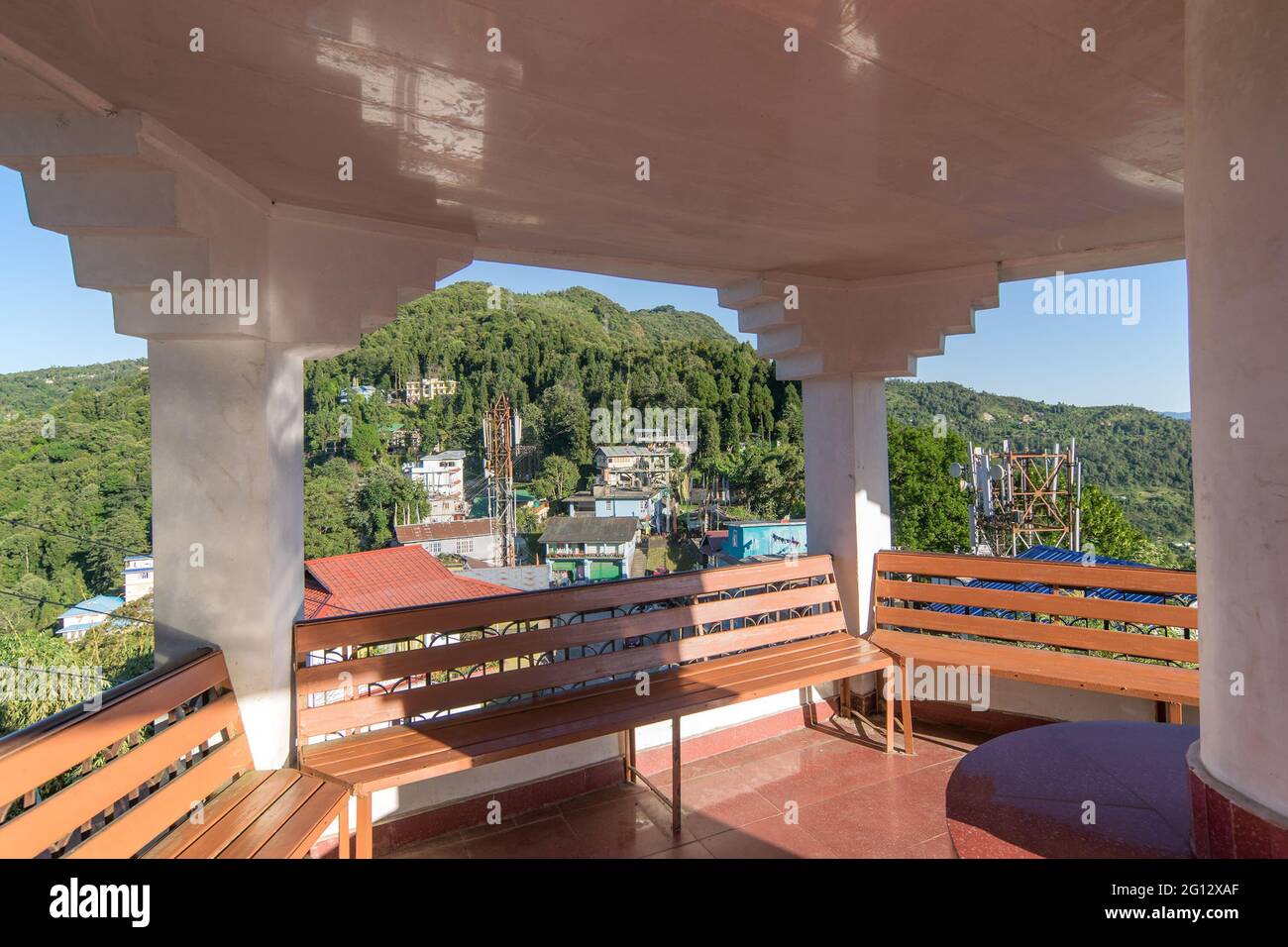 View from top of Kaluk, a small town at Sikkim , India - surrounded by ...