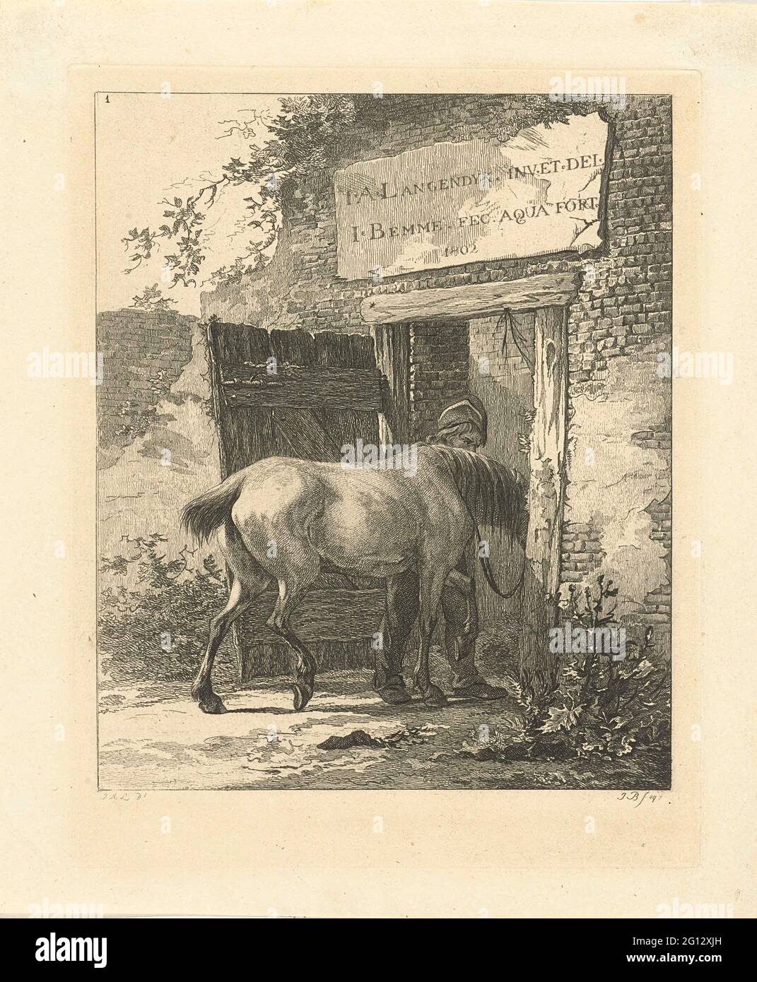 A stable boy brings a horse stable; Horses with servants Stock Photo ...