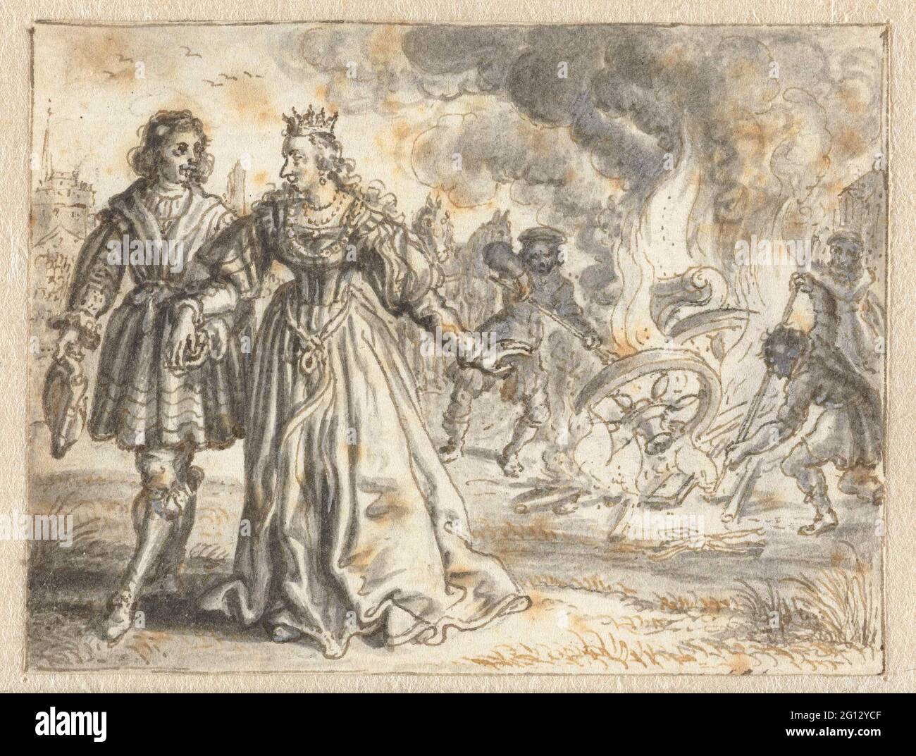 Carriage is burned behind a bride. Design for a print Stock Photo - Alamy