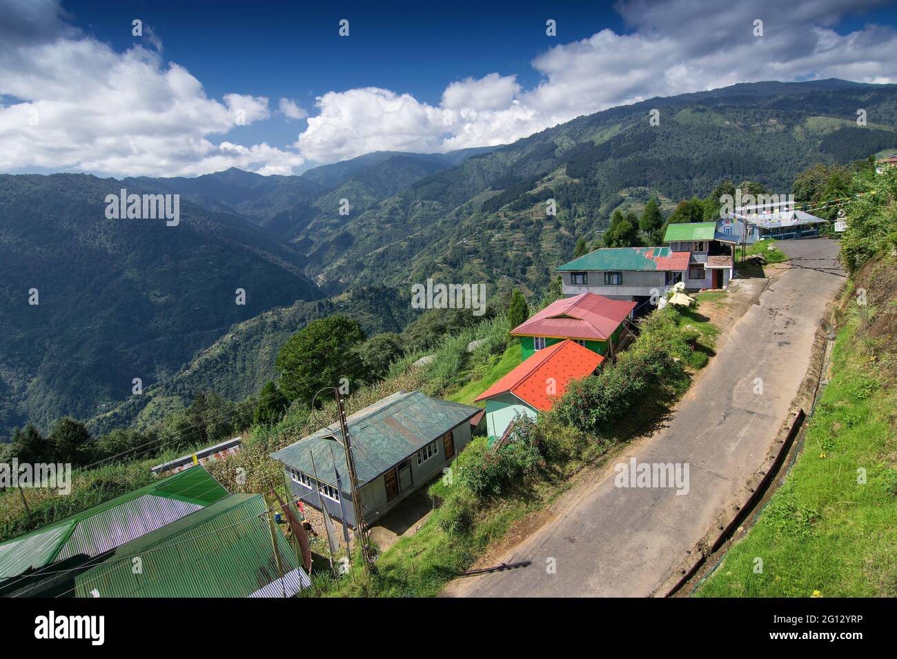 Beautiful way to Okhrey village, Himalayan mountain range in the ...