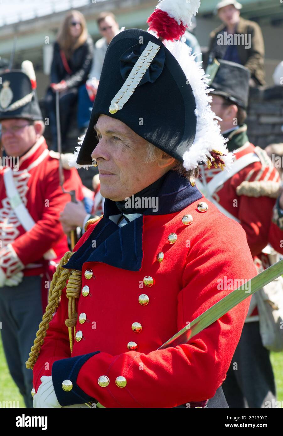 War of 1812: The soldier in a renovated military suit in the ceremony ...