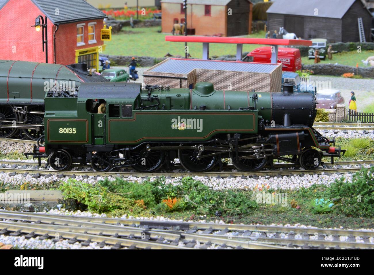 A model of a Standard class 4MT locomotive in OO scale Stock Photo - Alamy