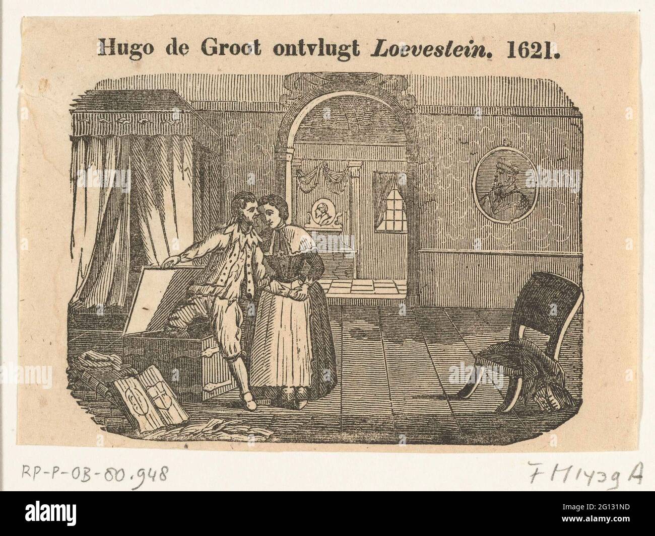 The flight from Hugo de Groot from Loevestein, 1621; Hugo de Groot ...