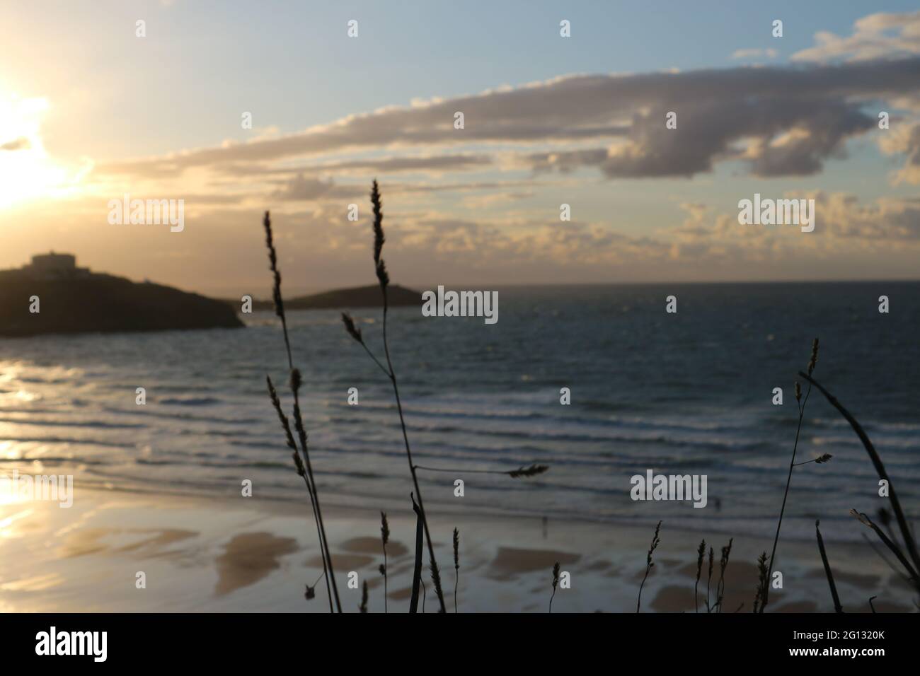 Newquay at sunset Stock Photo - Alamy