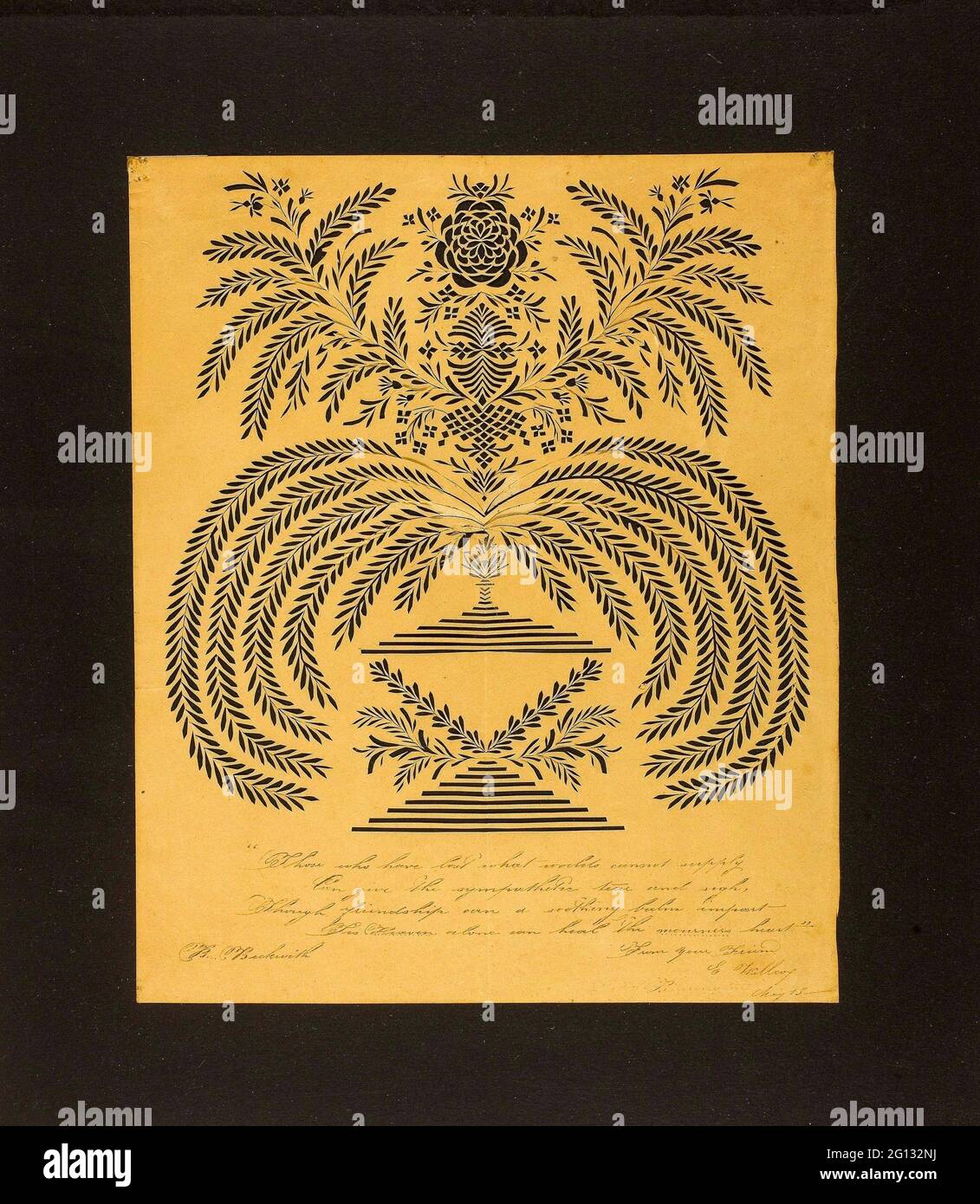 Emily Wilcox. A Condolence Card - c. 1830 - Emily Wilcox American, 19th ...