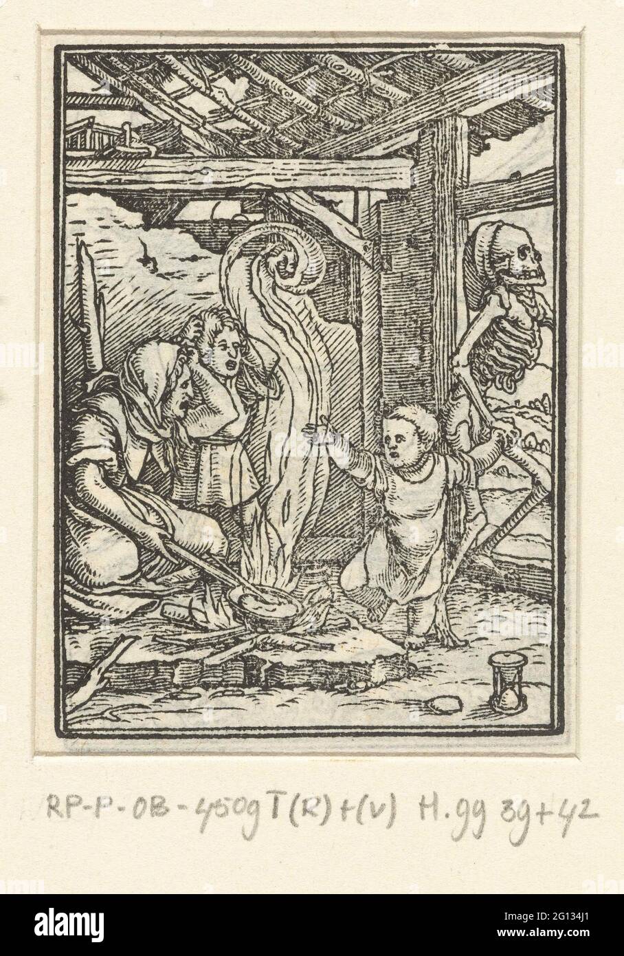 Child and death; Dance dance. A mother cooks food above a fire for her ...