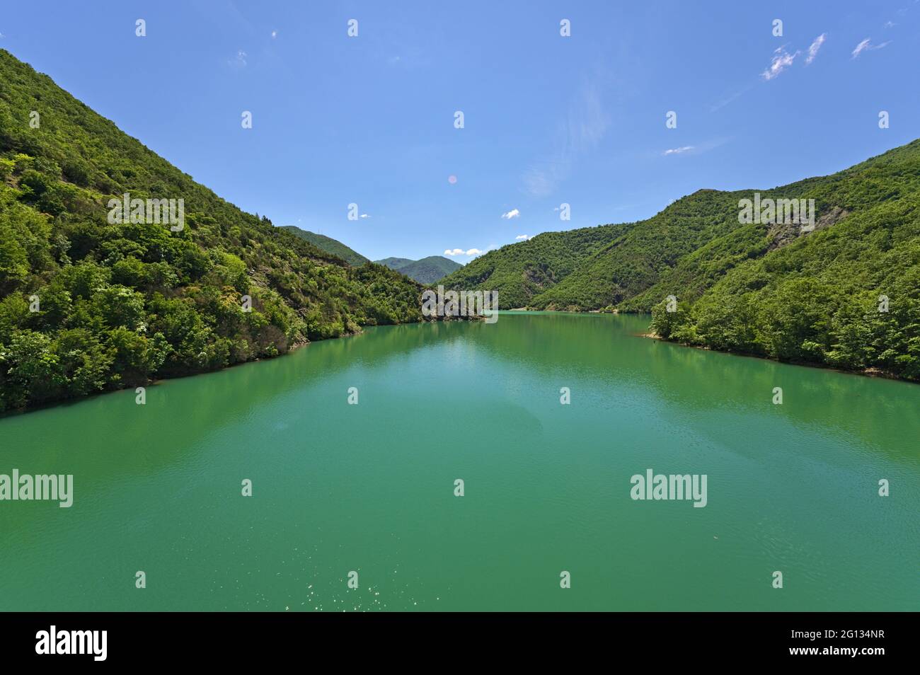 Shkopet lake with wonderful emerald green water Stock Photo - Alamy