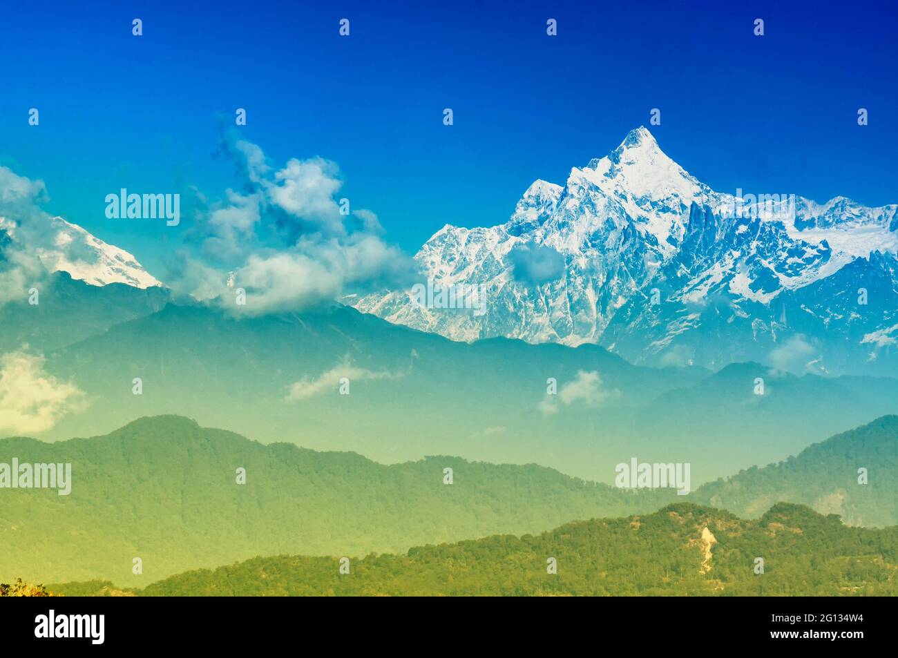 Beautiful view of Silerygaon Village with Kanchenjunga mountain range ...