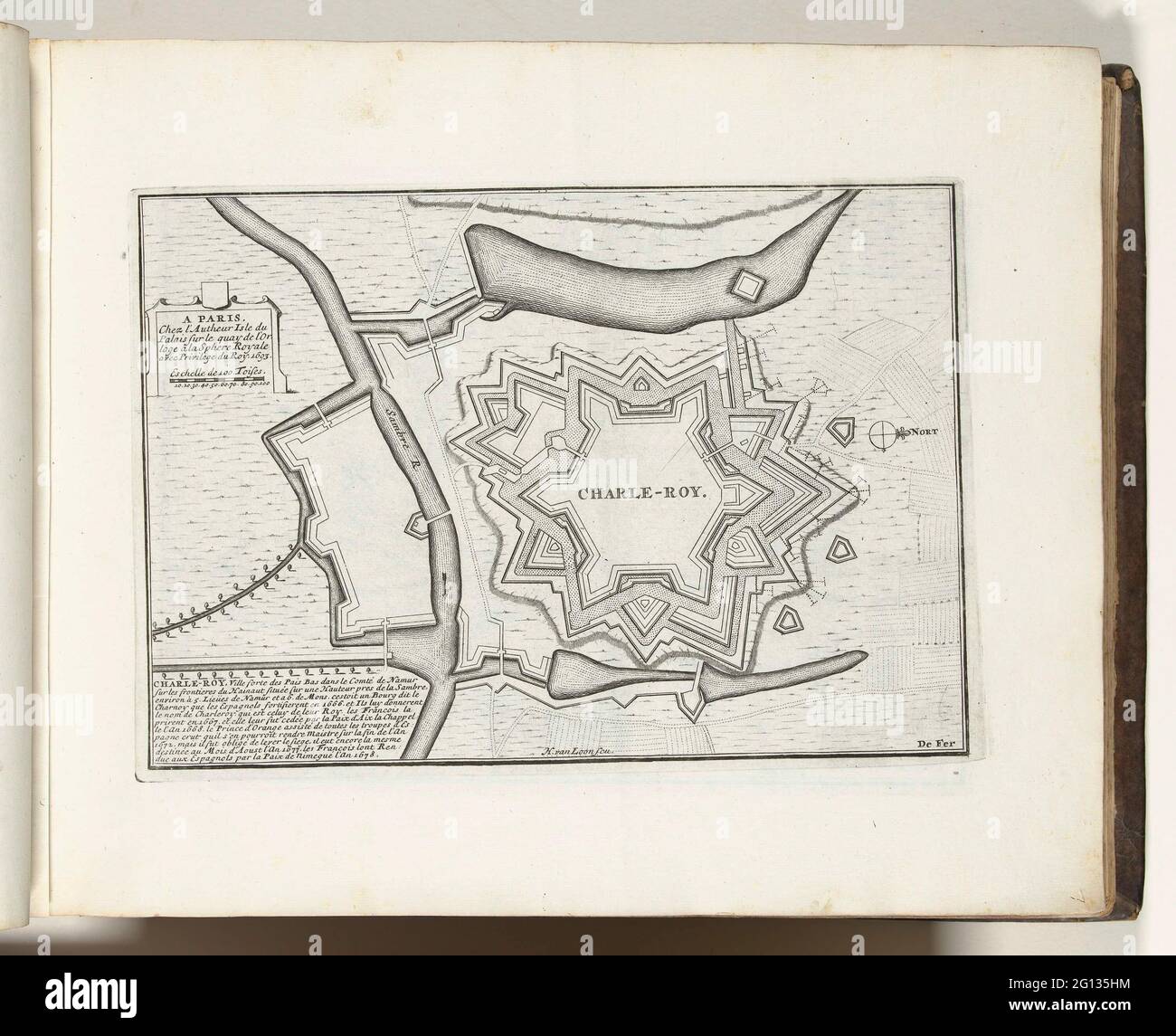 Charleroi map, 1693; Charle-Roy, Ville Forte des Pais Bas than Le Comté ...