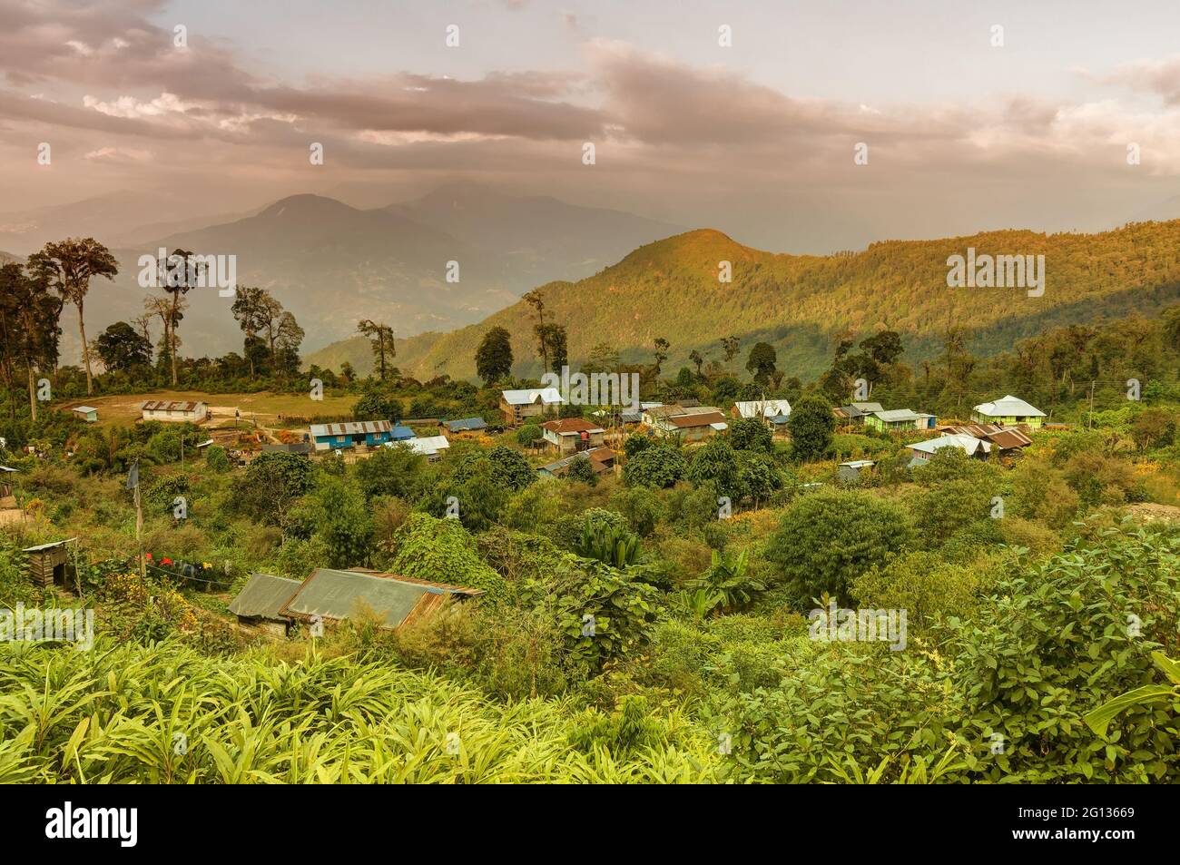 Beautiful view of Silerygaon Village with Kanchenjunga mountain range ...