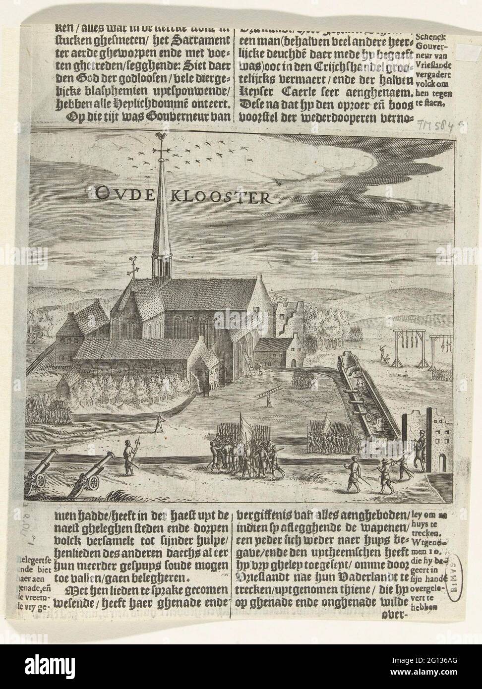 Siege of old monastery, 1535; Old monastery. The siege of the ...