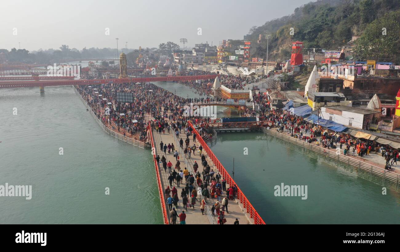 Pilgrims Holy dip in river Ganges, The Home of Pilgrims in India, Kumbh ...