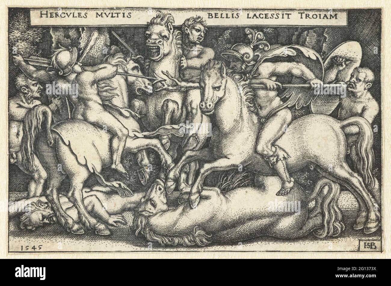 Hercules in battle with the Trojans; Hercvlt Mvltis Bellis Lacessit ...