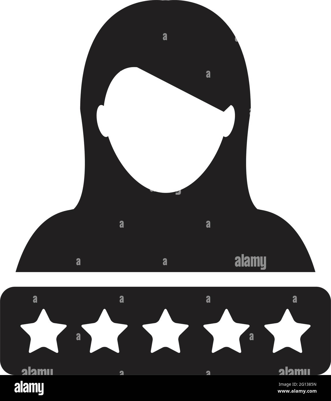 Star rating icon for social credit system vector female user person ...