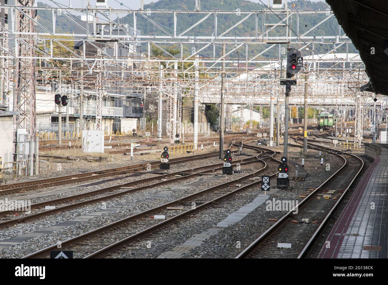 KYOTO, JAPAN - Dec 16, 2019: Kyoto, Japan- 27 Nov, 2019: Railway ...