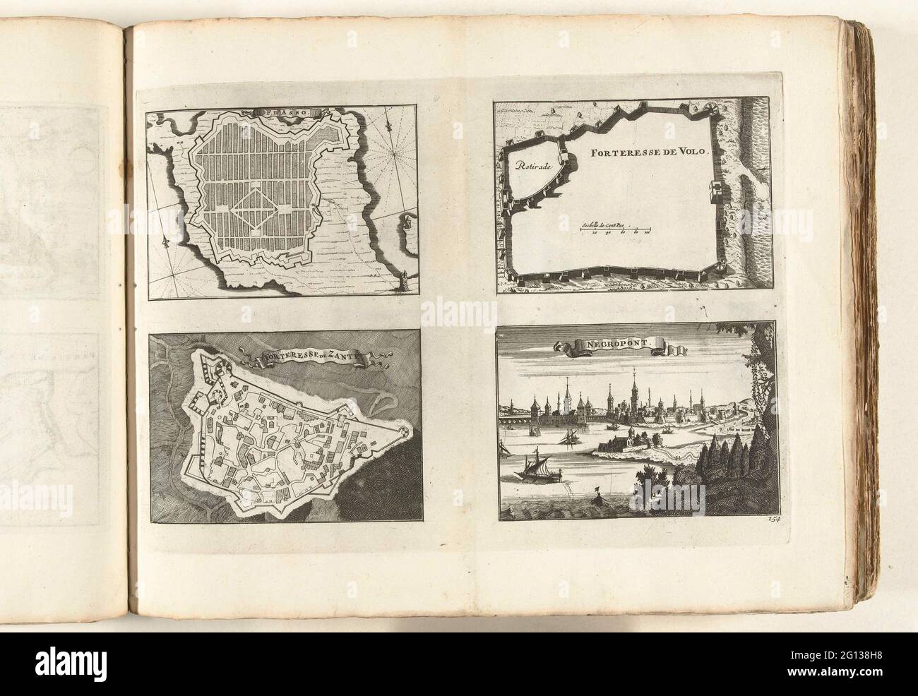 Maps and face on forts from Asso, Vólos, Zante and Negropont, ca. 1702 ...