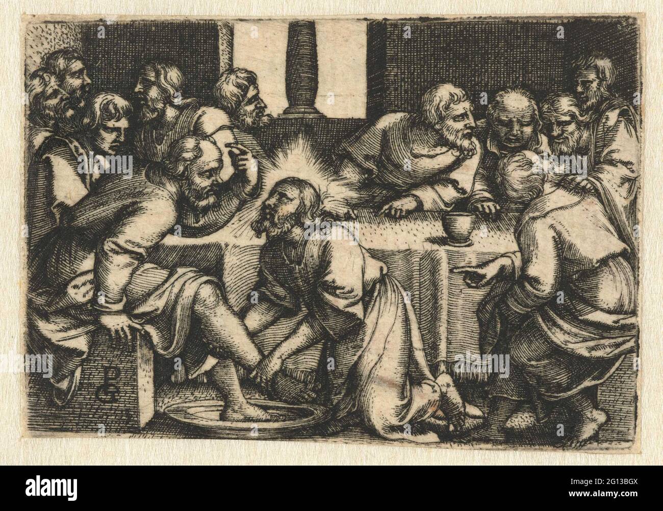 Peter protests as Christ washes his feet; Foot washing; Life of Christ ...