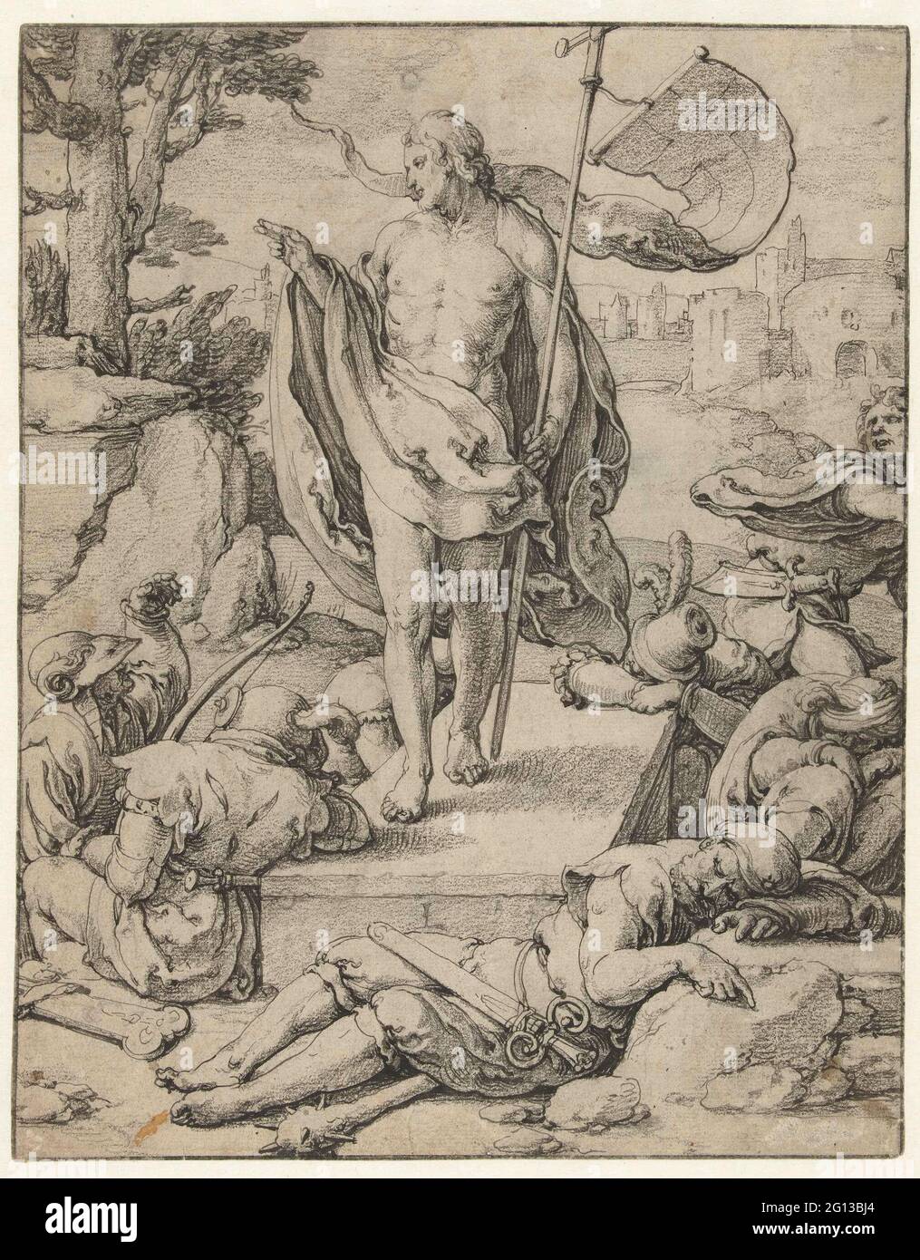 The resurrection. The resurrection, design for a glass pane Stock Photo ...