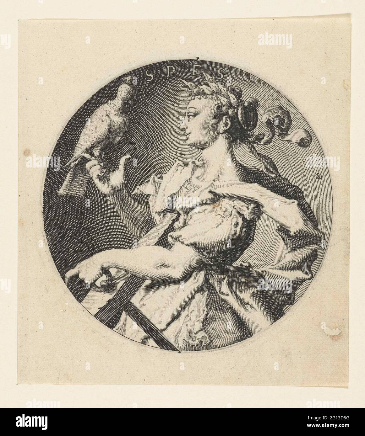 Hope; SPES; The virtues. Hope, in the form of a woman with an anchor in ...