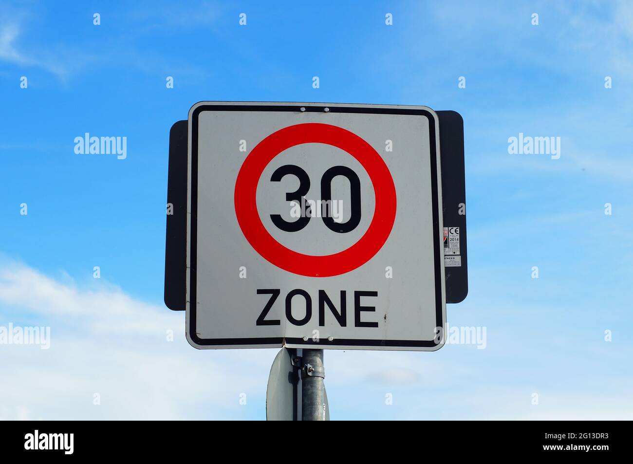 Street sign Tempo 30 Zone, speed limit Stock Photo - Alamy