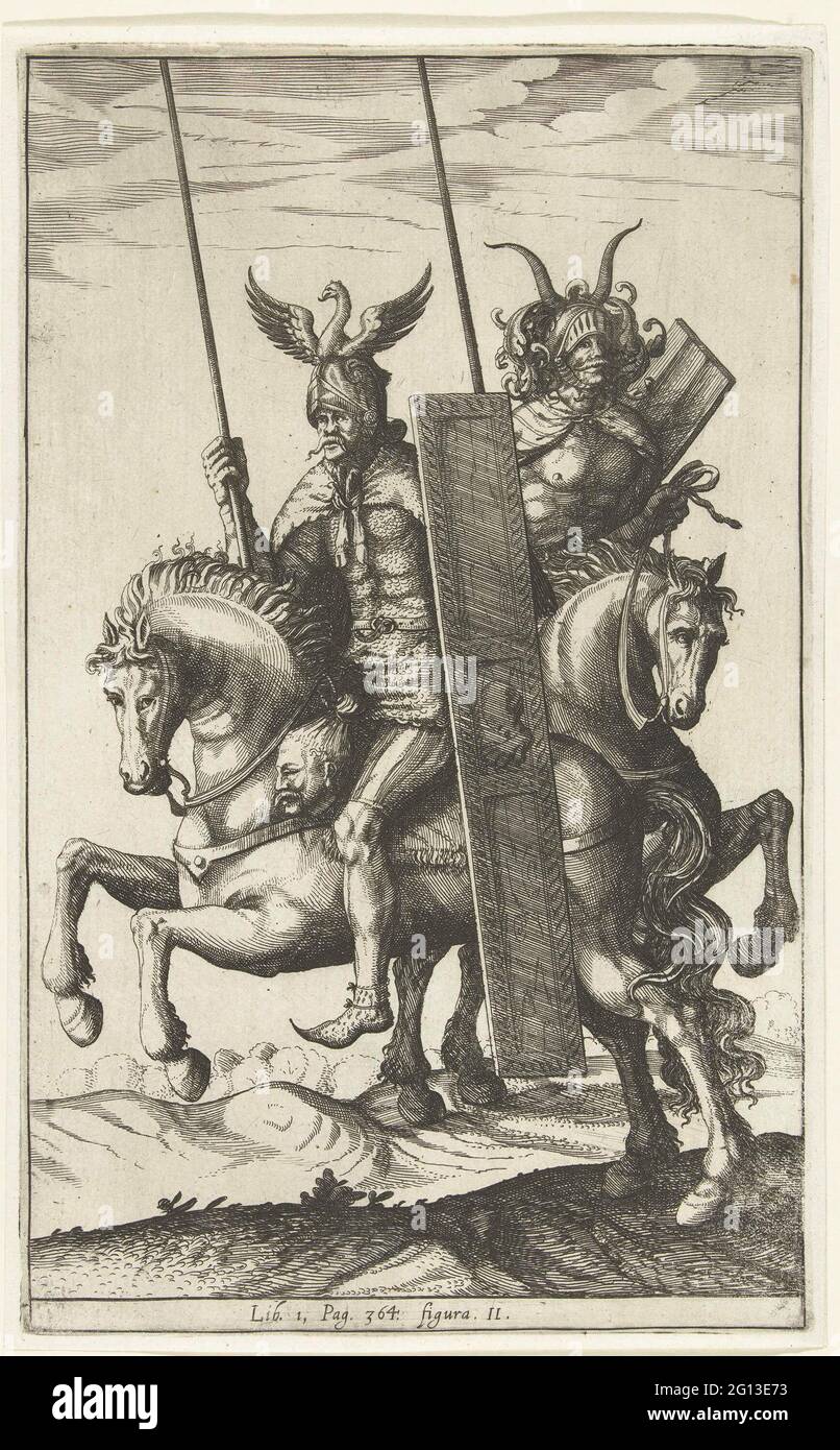 Two Germanic warriors, figura II. Two celmed Germanic riders. From ...