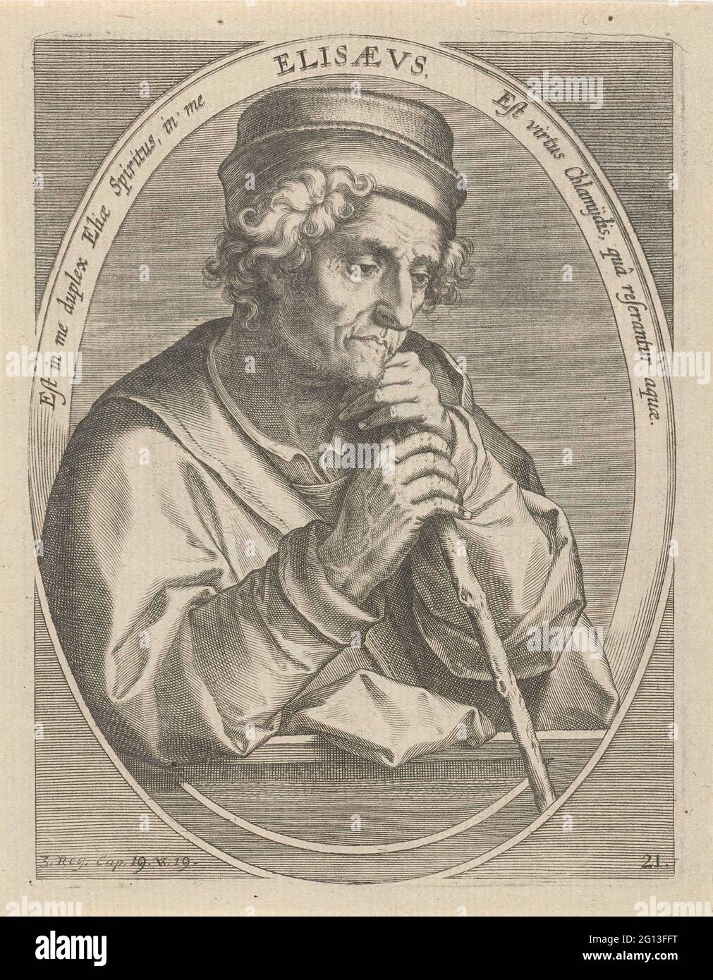 Elisa; Icone Prophetarum Veteris Testamenti. The prophet Elisa with a ...