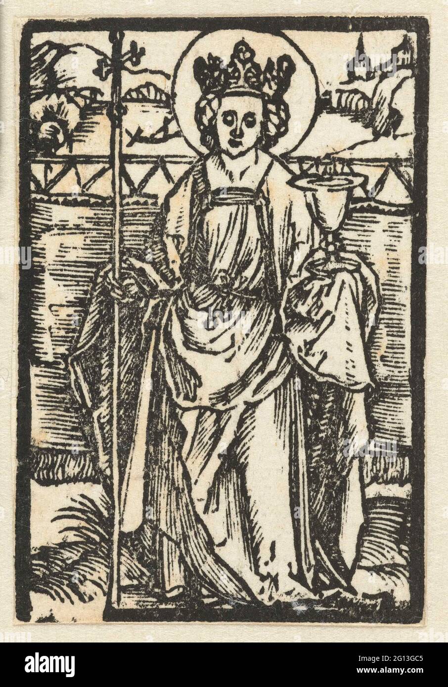 Saint Barbara. The Holy Barbara with a staff and a chalice Stock Photo ...