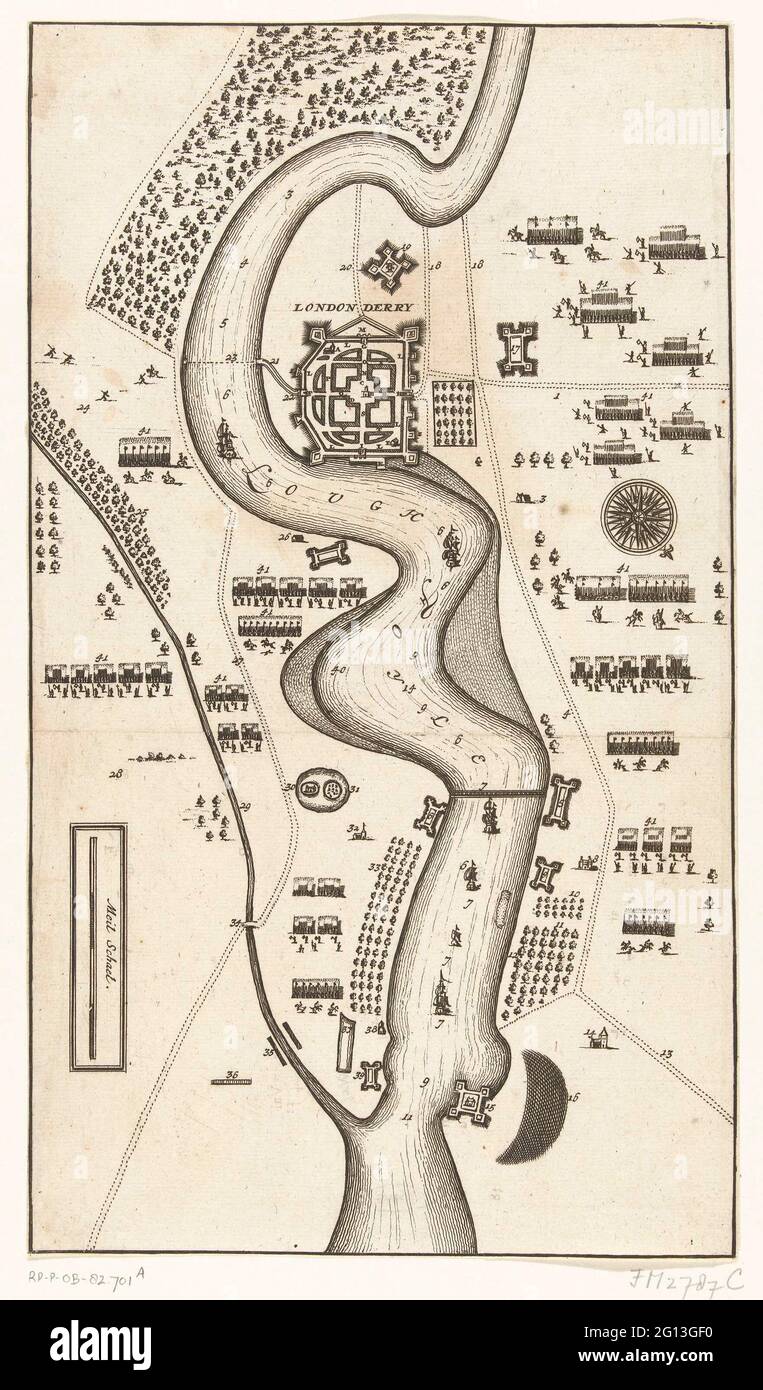 Map of Londonderry, 1689. Map of the Londonderry Siege by the Army of ...