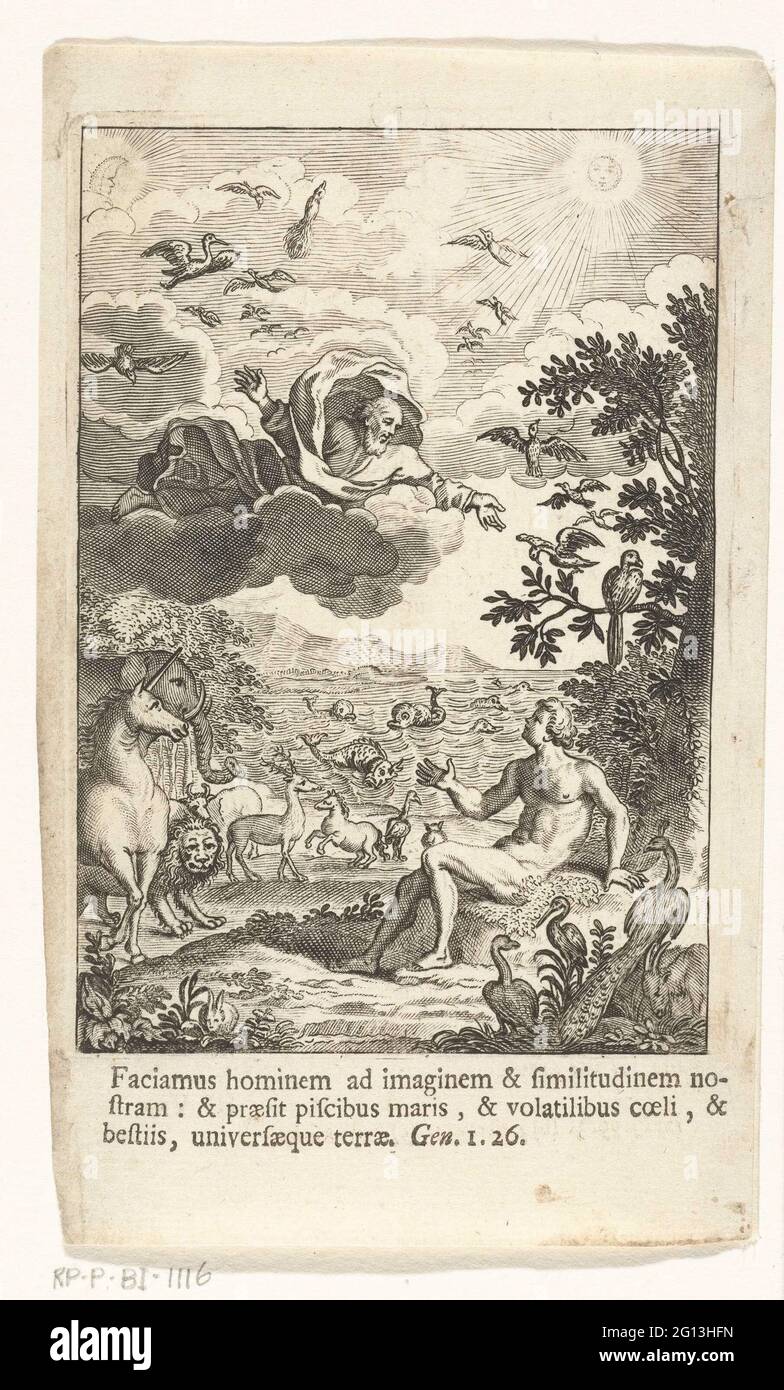 Creation of Adam. God creates Adam as his image in paradise. Under the ...