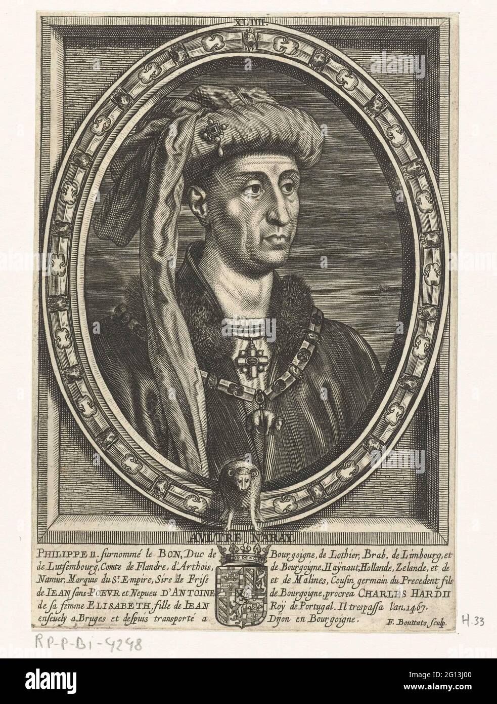Portrait of Philip the good. Portrait in an oval list of Philip the ...