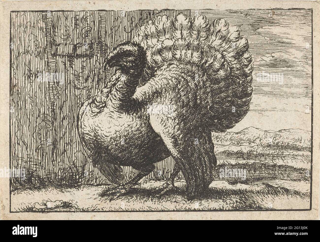 Landscape with turkey. Copy in mirror image to a print from the ...