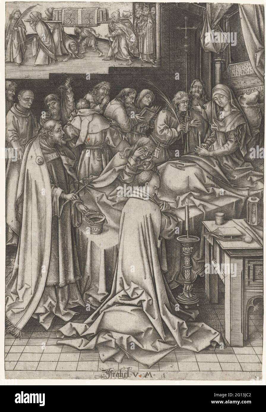 The death of Mary; Maria's life. Maria is in bed, folded hands around a ...