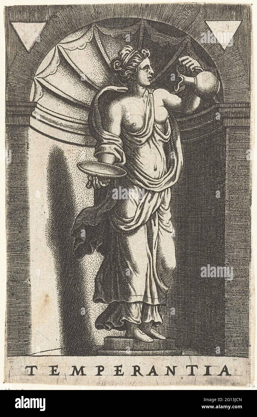 Moderation; Temperantia; The seven virtues. In a niche the female ...